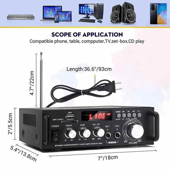 Factory 300W Bluetooth Stereo Audio Amplifier - Professional 2 Channel OEM