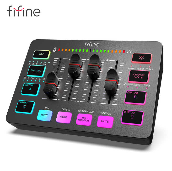 Fifine SC3 RGB PC Recording Studio Audio Sound Cards Mixers External ...
