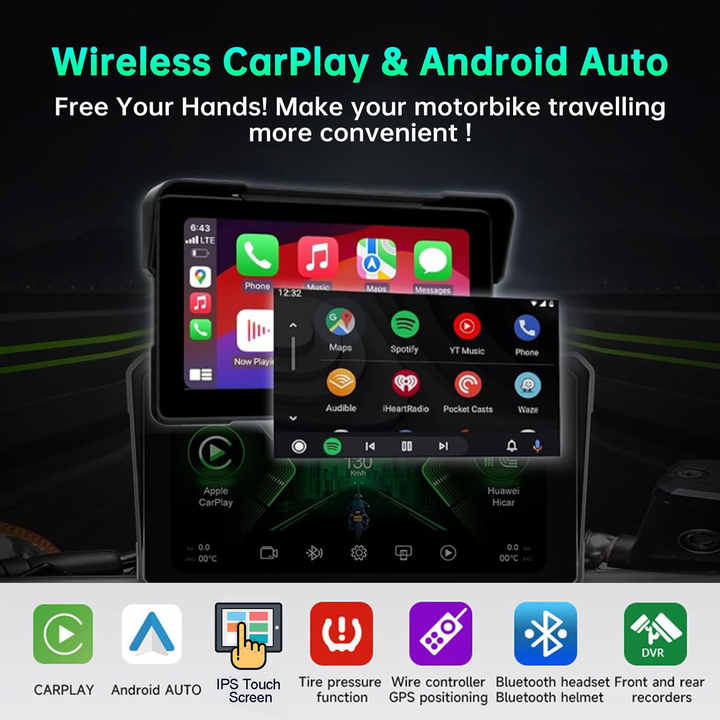 OEM 6 7 Inch Wireless Carplay Automatic Android Auto Rugged Motorcycle Radio with Reversing ...