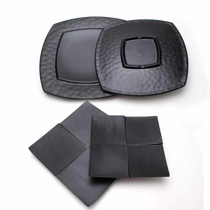 Wholesale Black Matte Frosted Flat Plates 6"/7"/8"/9"/10" Square ...