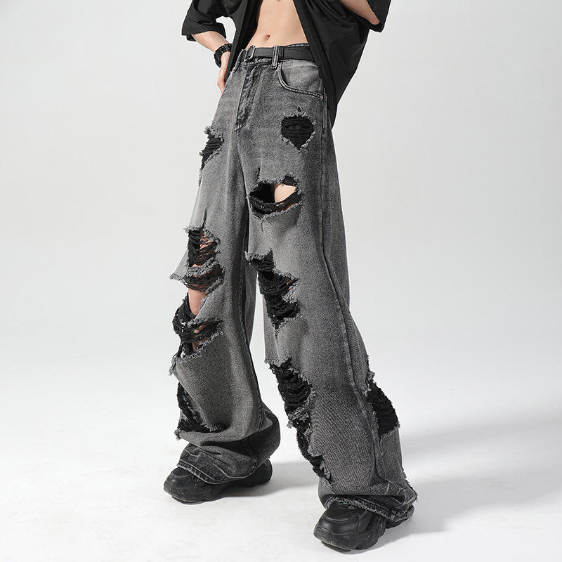 Men Rack Stitch Jeans Framework Seam Detail Denim Pants Relaxed Fit ...