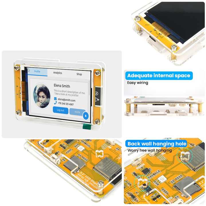 ESP32 Onboard 3.2-inch Screen LVGL HMI GUI Development Board No Touch Screen with Acrylic Shell ...