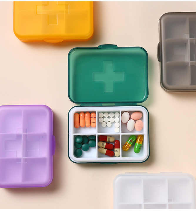Yellow Black Green White Purple 7 Days pp Pill Box Case Vitamin or Pill ...