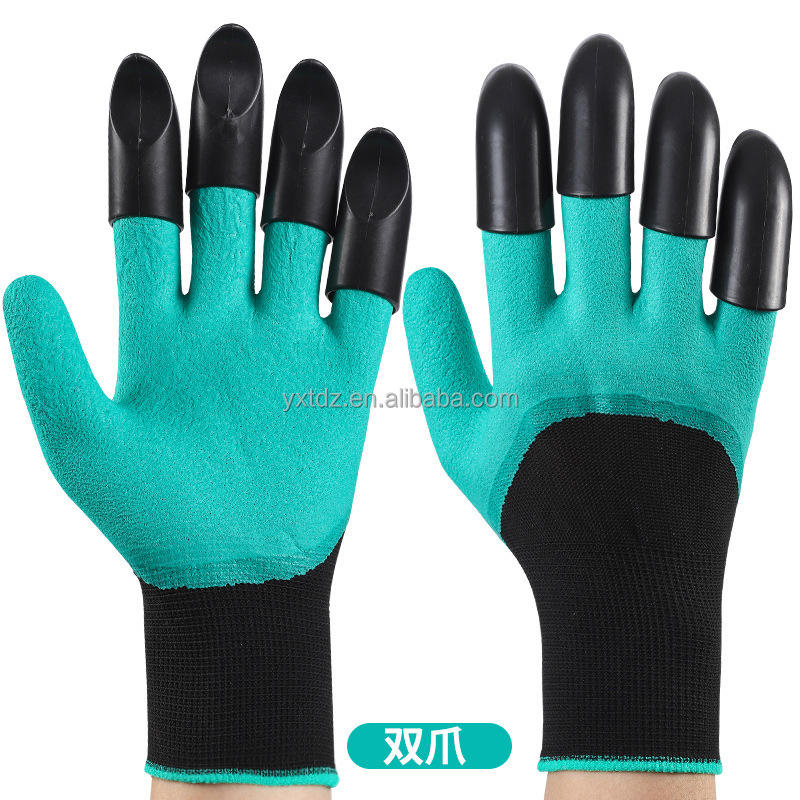 Waterproof Rubber Working Gloves with Fingertips Claws Breathable ...