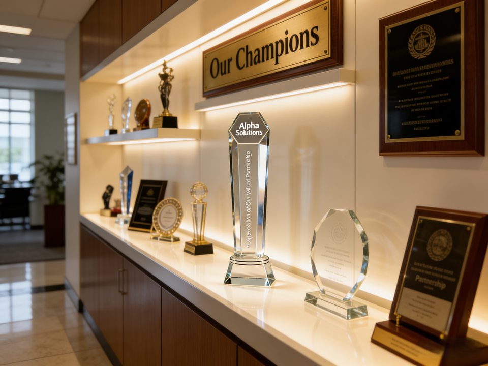 Custom Transparent Acrylic Trophy for Partner Appreciation - Engravable ...