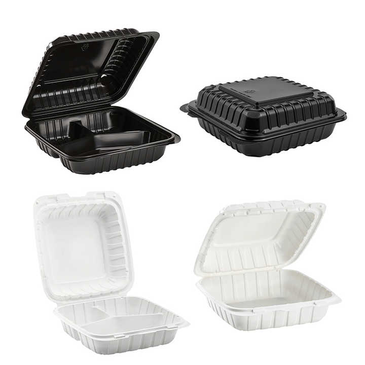 Three Compartment Hinged to Go Containers Disposable Freezer Microwave ...