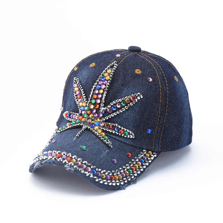 Bling Baseball Cap for Women - Fancy Denim Bejeweled Hat