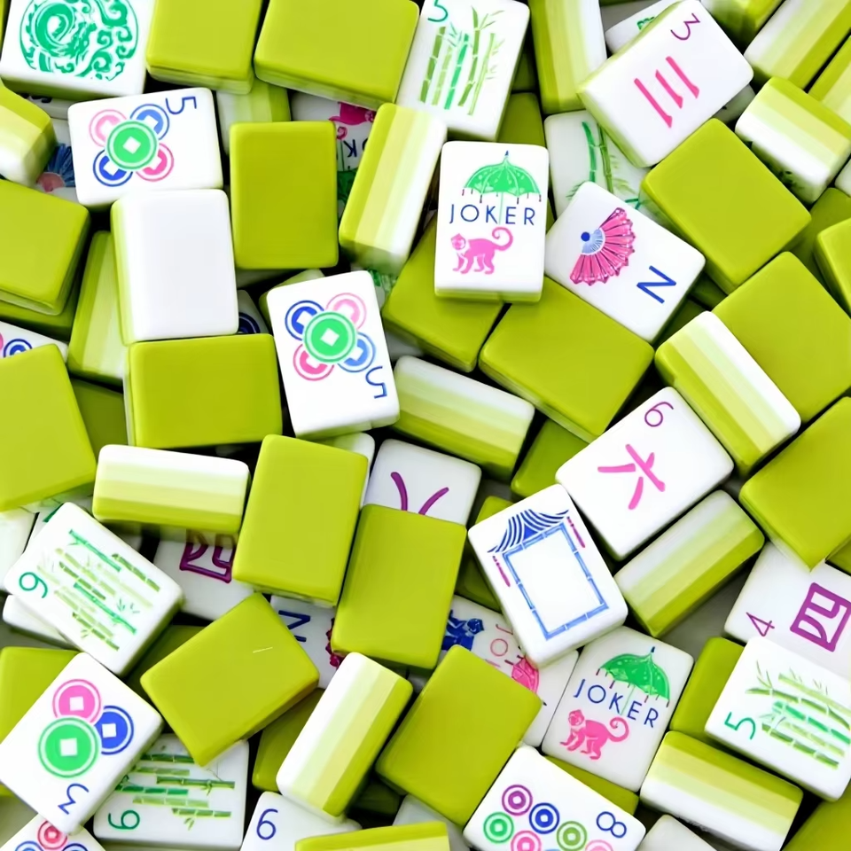 Apple Green Acrylic American Mahjong Tiles Hand-Rubbed High-End Crystal ...