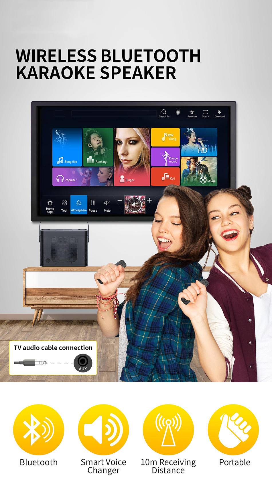 Portable Outdoor Karaoke Singing Home KTV Speakers Wireless Bluetooth ...