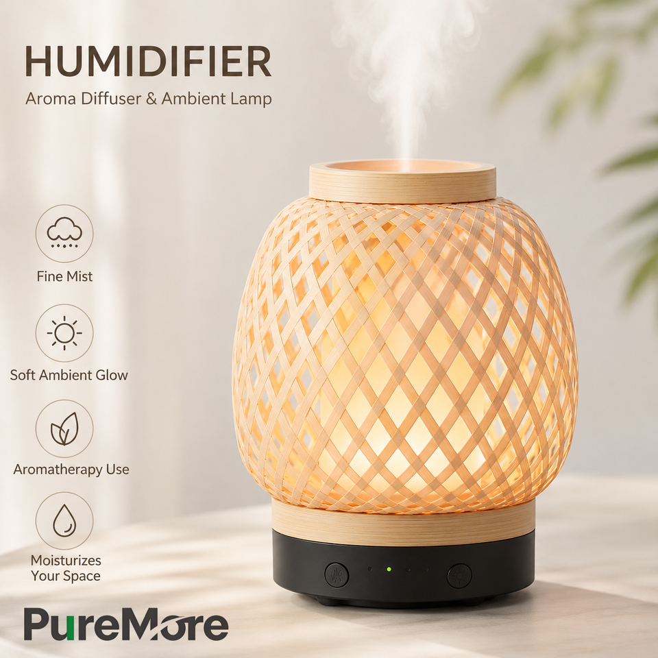Decorative Bamboo Lattice Air Moisture Aroma Lamp Dual Button Control ...