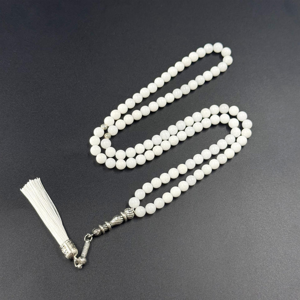 Muslim Prayer Bead 6mm, White Raw Stone Prayer Bead, Islamic Swimsuit ...
