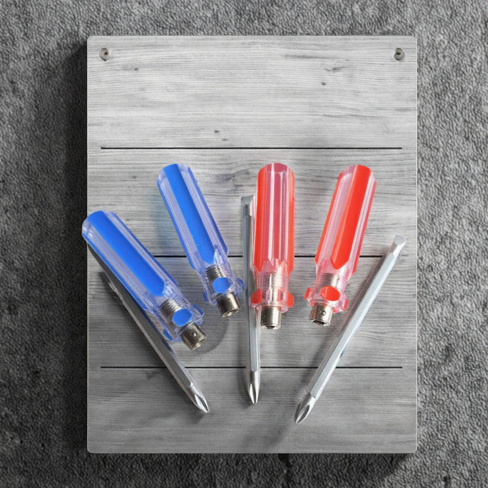 DEWEN Phillips Type Magnetic Screwdriver Set Chrome Finish Transparent Plastic Slotted Screwhead ...