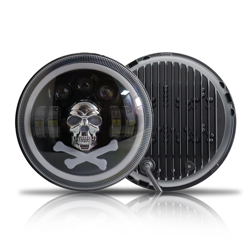 Fashion Led Motorcycle Resin Skull Headlight Motorbike High Low Beam ...