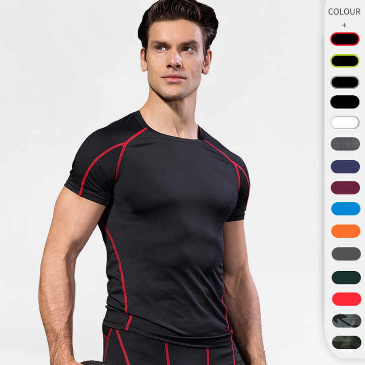 Short Sleeve Man Fitness Sport Running T Shirt Men's Quick Dry Moisture Wicking T-shirts ...