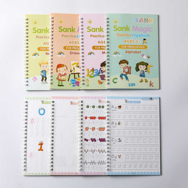 4 PCS English Sank Magic Book Kids Hand Writing Books