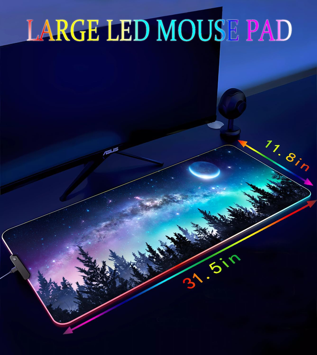RGB Led Light Gaming Mouse Pad Large 31.5 X 11.8 Inch Waterproof Non ...