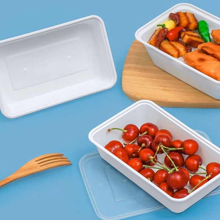 Thickened Disposable PP Plastic Milky White Rectangular Lunch Box with ...