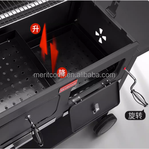 Upgraded SUS304 Charcoal BBQ Grill with Trolley, Adjustable Height ...