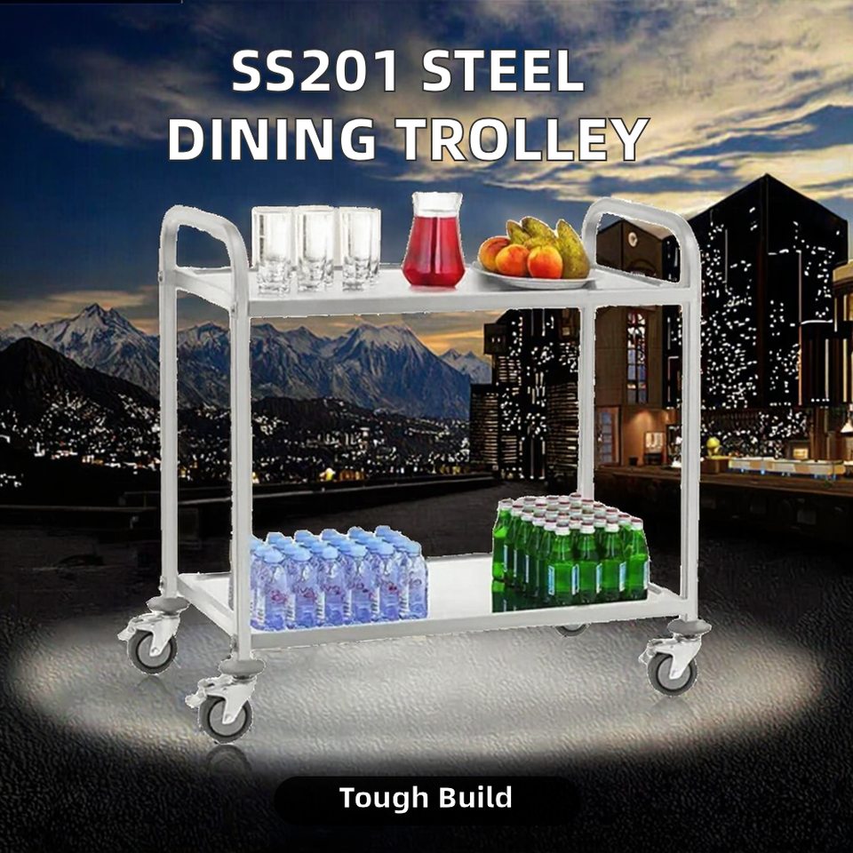 Factory Price Stainless Steel 2 Tier Hotel Dining Delivery Cart Serving ...