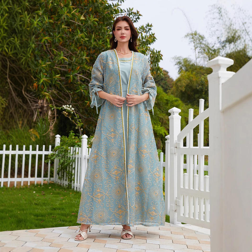 Middle Eastern Saudi Dubai Two-Piece Muslim Women's Abaya Jalabiya ...