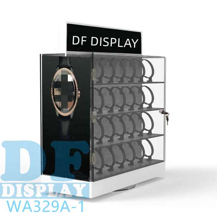 Rotating Acrylic Display case with Lock Watch Display Cabinet Smart ...