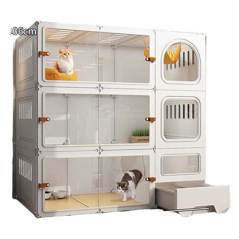 Hot Seller All-in-One Cat House Luxury Modern Wood Cat Villa with ...