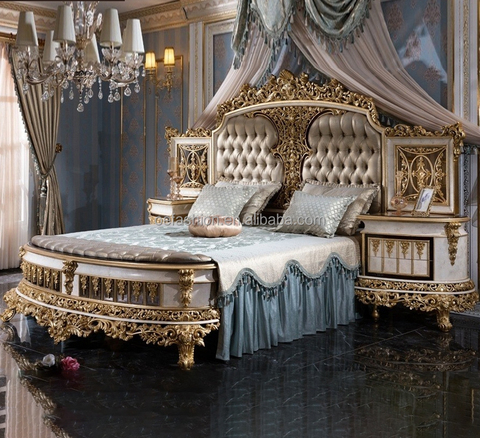 Custom Luxury Solid Wood Carved Bed for Home, 1.8M Double King Wedding ...