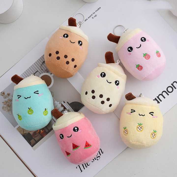 Cute Mini Boba Cups Boba Tea Plushie Milk Tea Keychain Plush Toys Doll ...