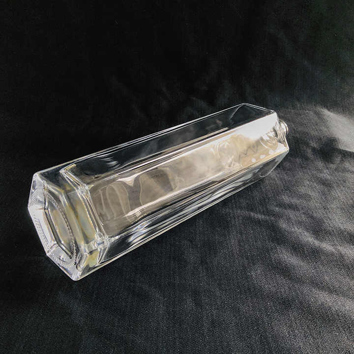 Hexagon Shape Glass Vodka Bottle 750ml - Wholesale