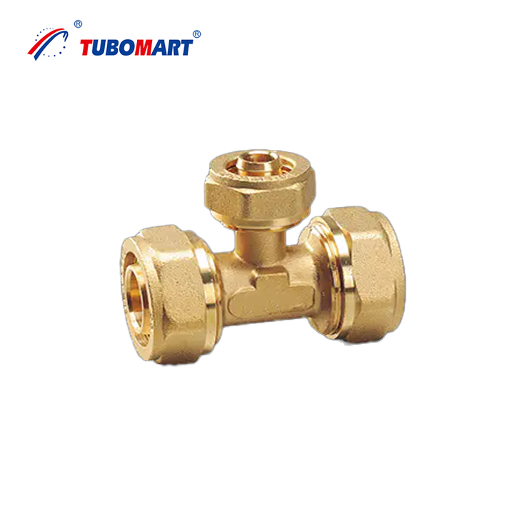 TUBOMART OEM Reliable Quality Brass Equal Tee PEX Pipe Compression Fittings for Gas Piping ...