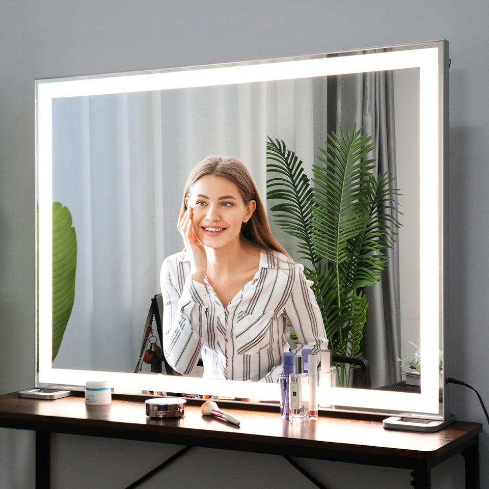 BEAUTME Large Desktop Smart Touch Screen Lighted Vanity Mirror with ...