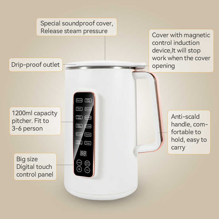 1.2L Soybean Milk Machine - Nut Milk Maker Cooking Blender