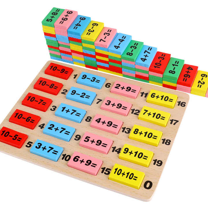 Mathematical Building Block Kids Toy Domino Blocks Children Wooden ...