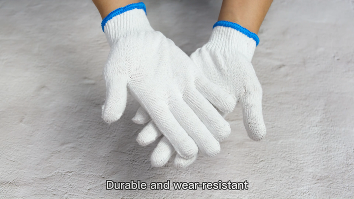 Factory 400g 600g Bleached White Hand Cotton Knitted Work Safety ...