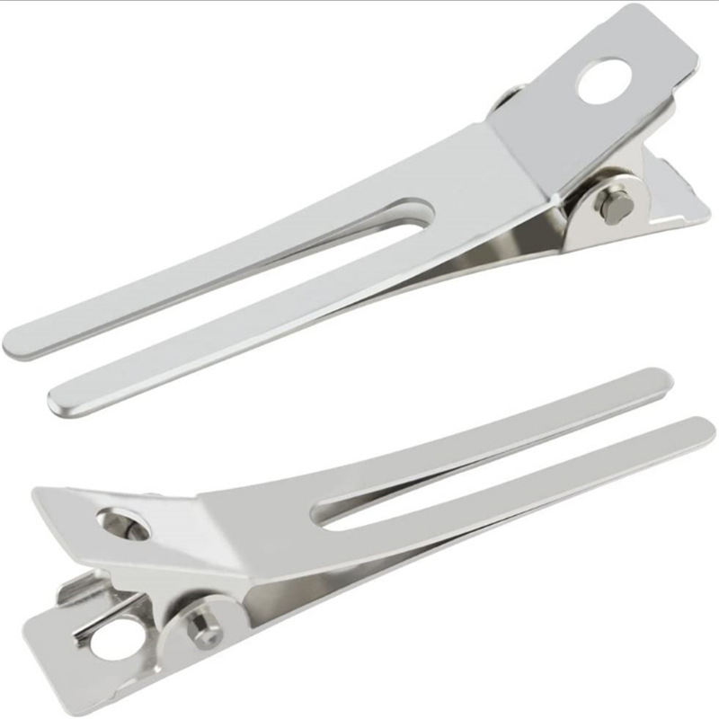 50Pcs/Bag Salon Styling Positioning Hair Clips Silver Mini Double Prong ...