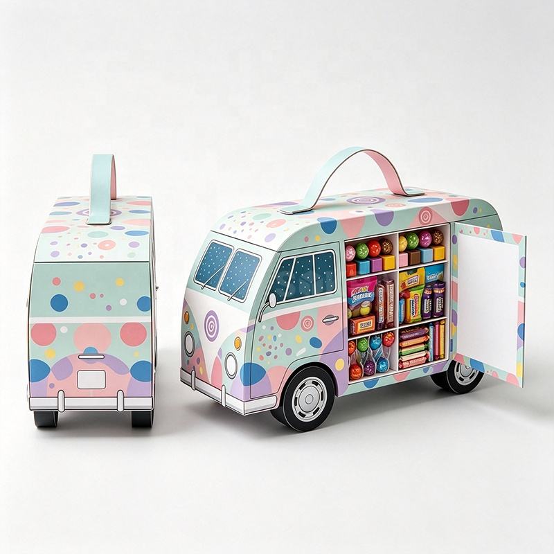 Custom Creative Bus Vehicle Shaped Candy Rigid Gift Box with Handle ...