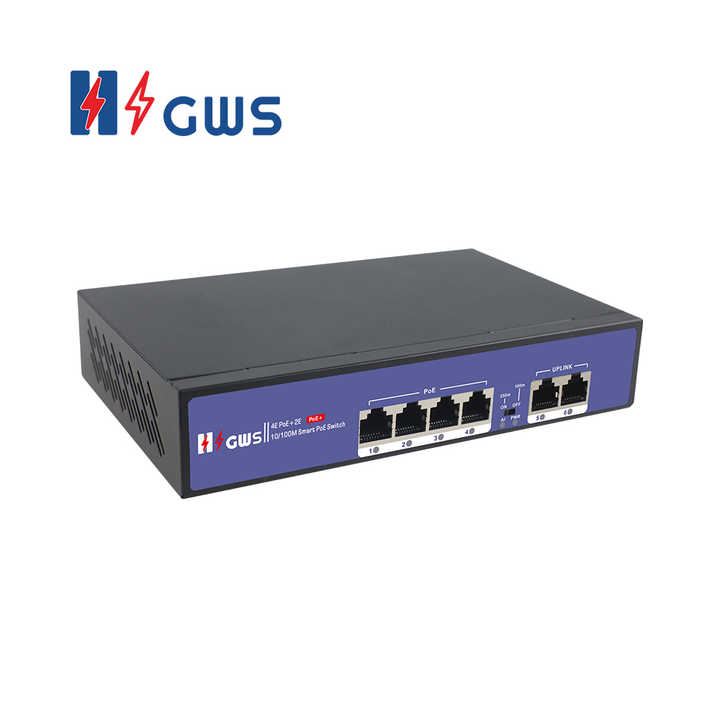 4-Port PoE Switch with 250 Meters PoE 100M POE Switch 65W for Network ...