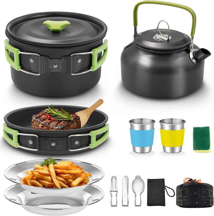 16pcs Camping Cookware, Camping Cooking Set Camping Pot with Cups ...
