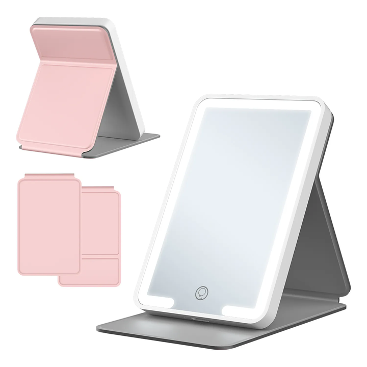 High Quality Folding Pink Pu Leather Pocket Mirror Custom Logo Portable ...