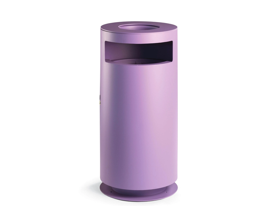 Purple Cylindrical Galvanized Steel Outdoor Commercial Trash Can Sturdy ...