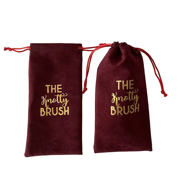 Custom Gold Hot Stamp Print Logo 4x8 Inch Drawstring Velvet Comb ...