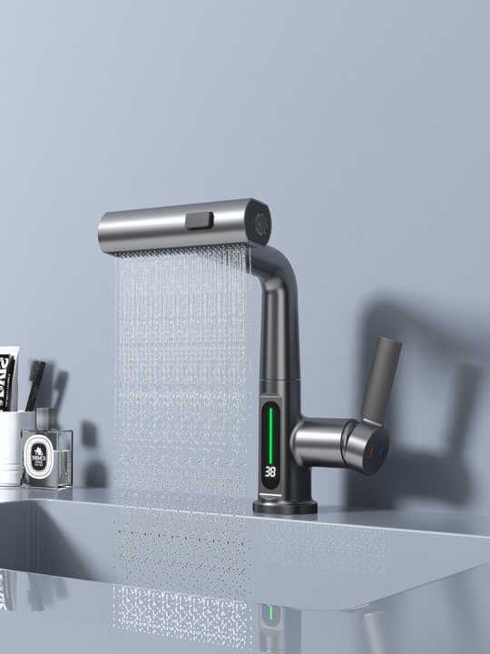 Bathroom Smart Waterfall Led Digital Display Pull Out Luxury Water ...