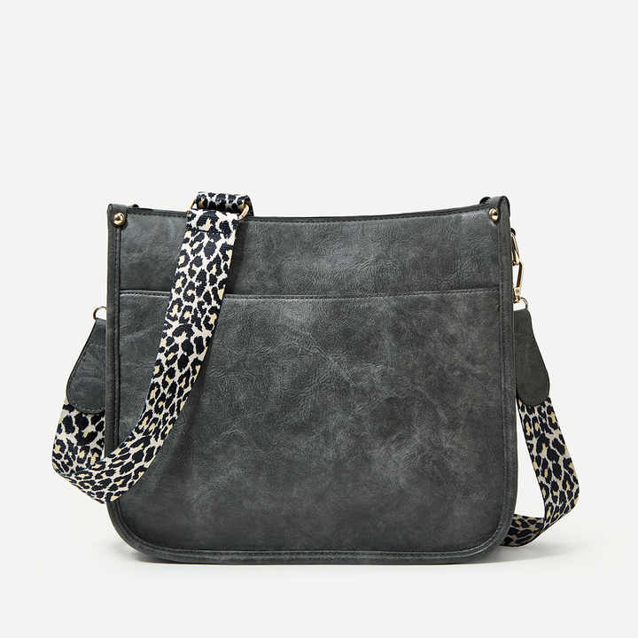 FANXI EU Slant Cross Leopard Print Shoulder Strap Women's PU Soft ...