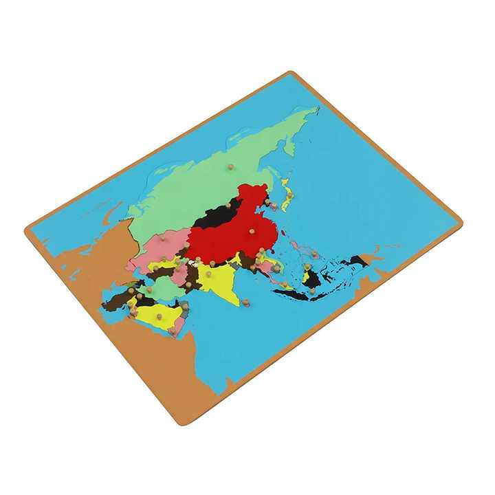 GE012 Puzzle Map of Asia Montessori Materials Educational Wooden Toy ...