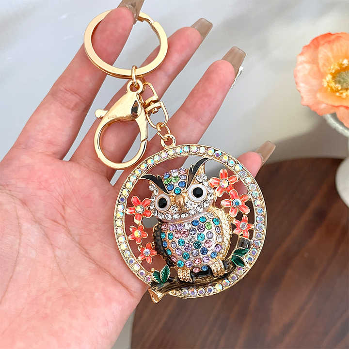 2025 New Luxury Women's Alloy Keychain Elegant Owl Design with Crystal ...