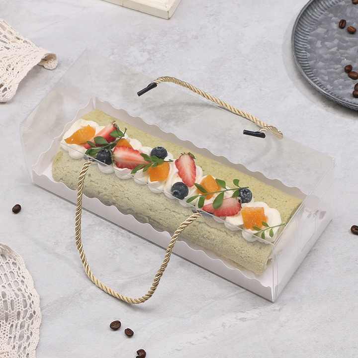 Cake Roll Box Portable Bake Cut Cake Delivery Box Transparent Dessert ...