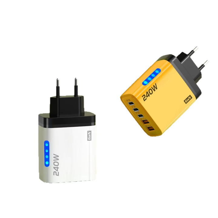 EU/US Plug 240W GaN Charger Adapter 5 Port PD USB Fast Charger 240W LED ...