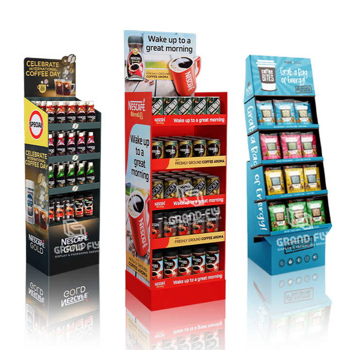 Custom POP Floor Cardboard Display Stands for Supermarkets