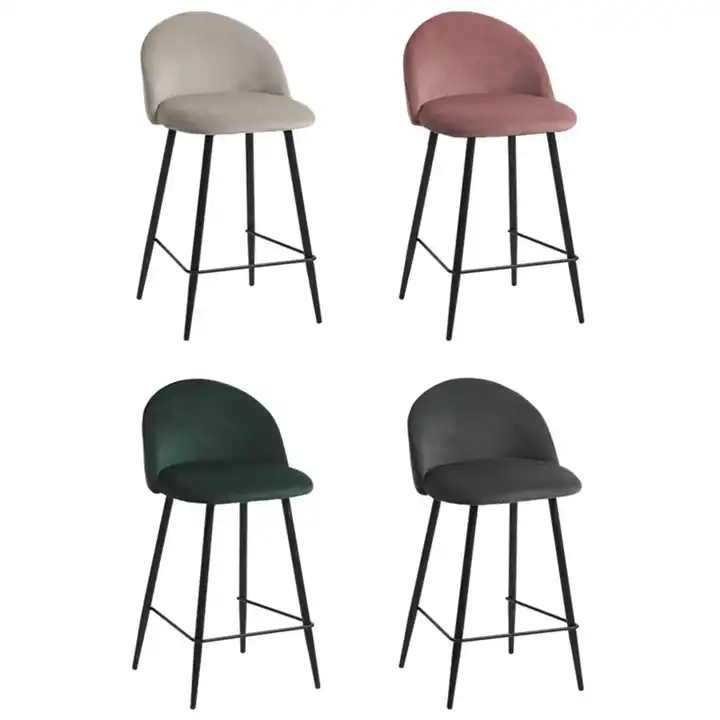 Modern Bar Design High Bar Chairs Metal Steel Base PU Leather Back High ...