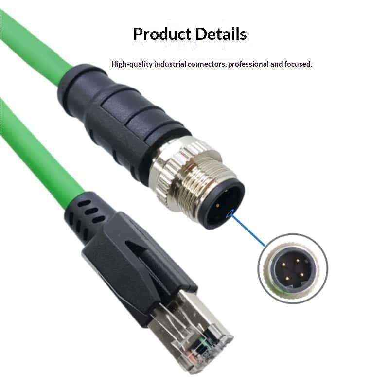 Shielded M12D Coding RJ45 PVC Ethernet Connector Harness-4-Core Male ...